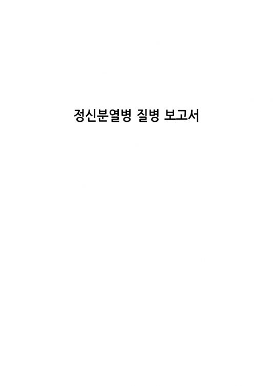 정신분열병 질병 보고서