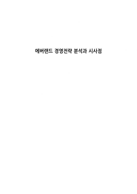 에버랜드 경영전략 분석과 시사점