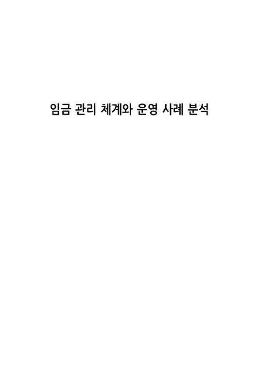 임금 관리 체계와 운영 사례 분석