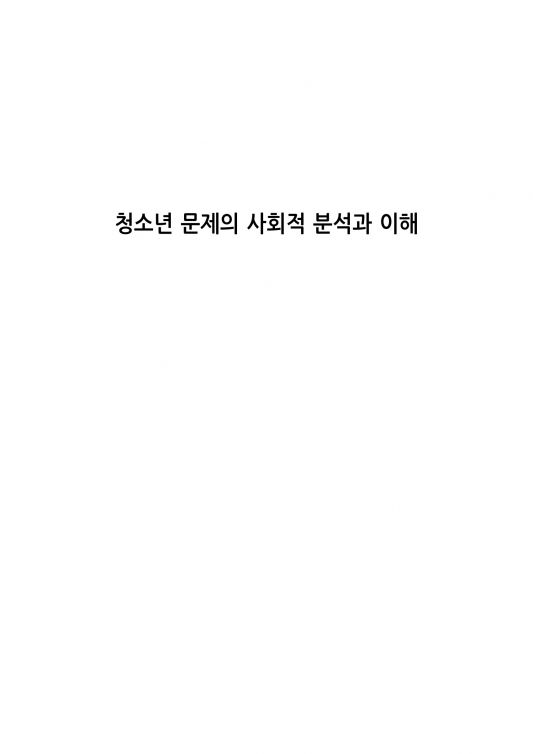 청소년 문제의 사회적 분석과 이해