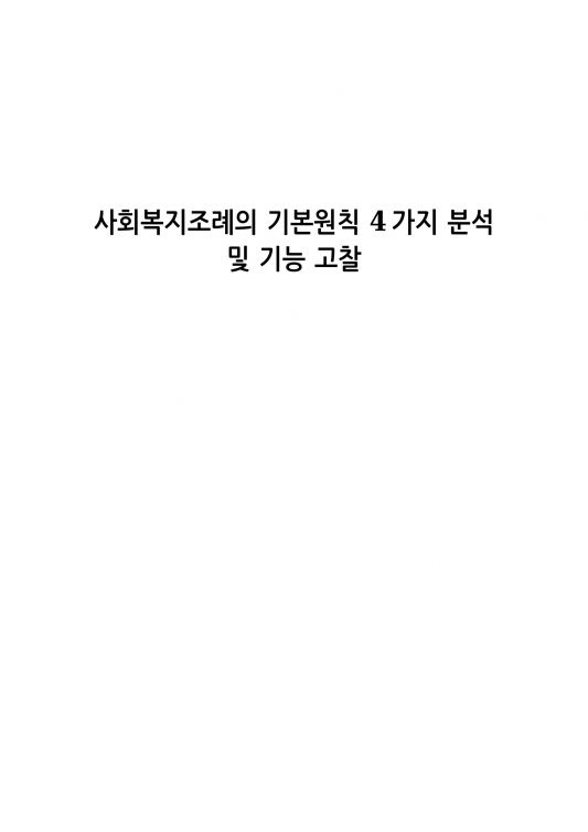 사회복지조례의 기본원칙 4가지 분석 및 기능 고찰