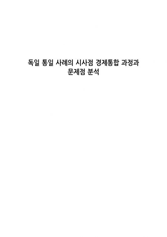 독일 통일 사례의 시사점 경제통합 과정과 문제점 분석