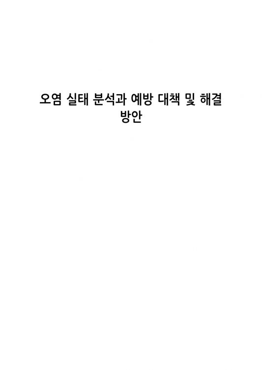 오염 실태 분석과 예방 대책 및 해결 방안