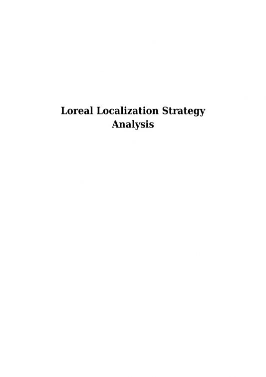 Loreal Localization Strategy Analysis