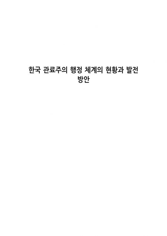 한국 관료주의 행정 체계의 현황과 발전 방안