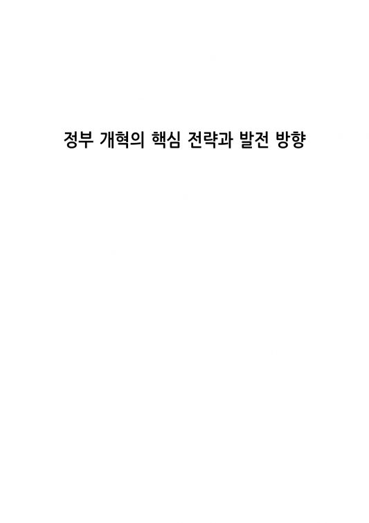 정부 개혁의 핵심 전략과 발전 방향