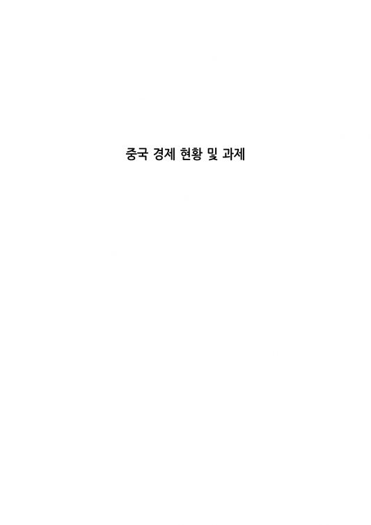중국 경제 현황 및 과제