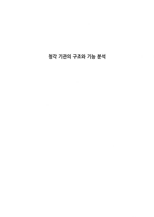 청각 기관의 구조와 기능 분석
