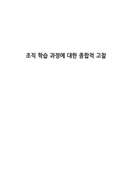 조직 학습 과정에 대한 종합적 고찰