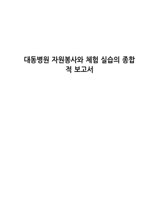 대동병원 자원봉사와 체험 실습의 종합적 보고서