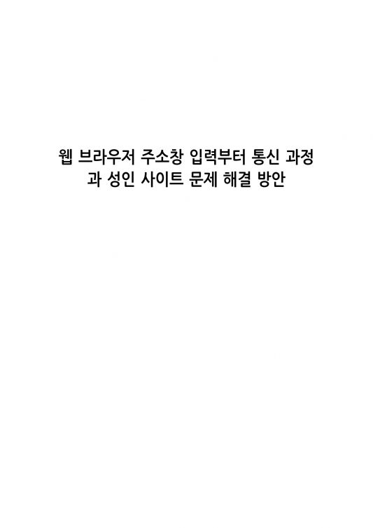 웹 브라우저 주소창 입력부터 통신 과정과 성인 사이트 문제 해결 방안