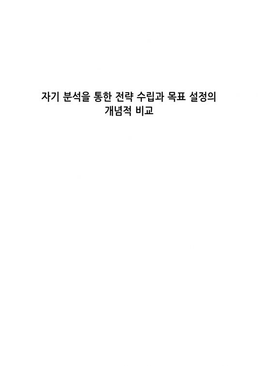 자기 분석을 통한 전략 수립과 목표 설정의 개념적 비교