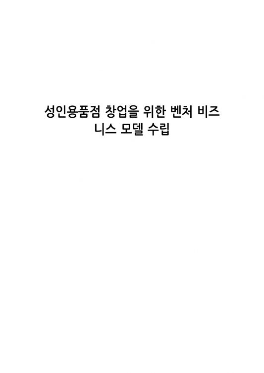 성인용품점 창업을 위한 벤처 비즈니스 모델 수립