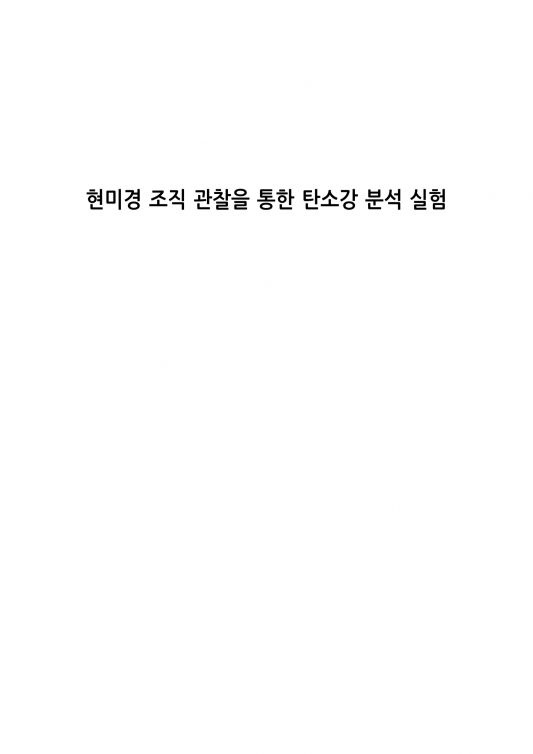 현미경 조직 관찰을 통한 탄소강 분석 실험