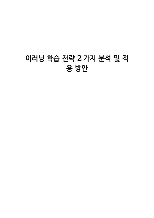 이러닝 학습 전략 2가지 분석 및 적용 방안