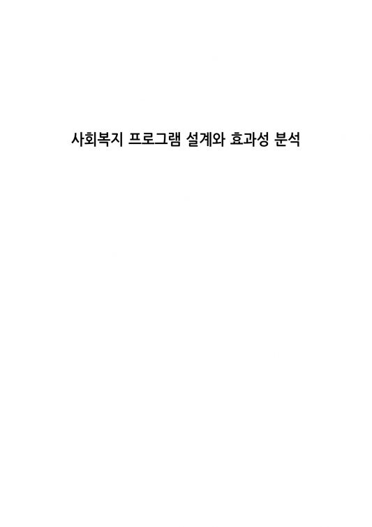 사회복지 프로그램 설계와 효과성 분석