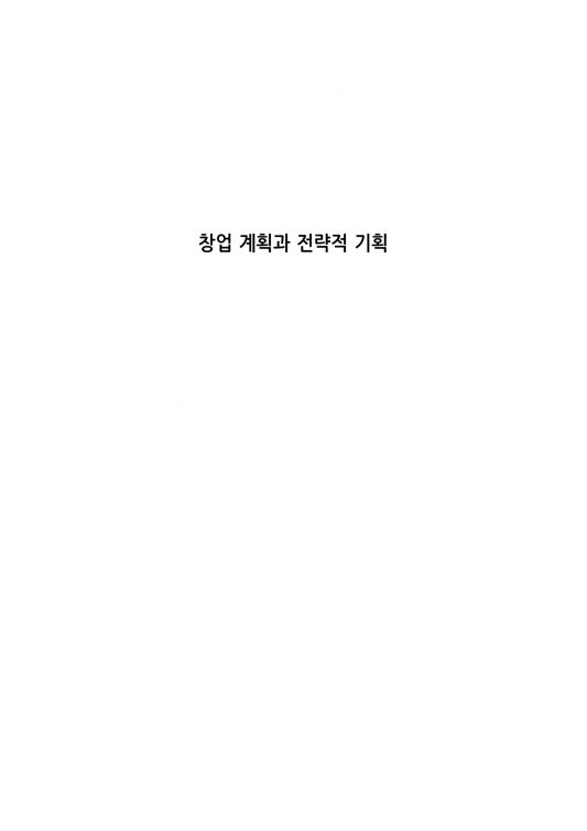 창업 계획과 전략적 기획