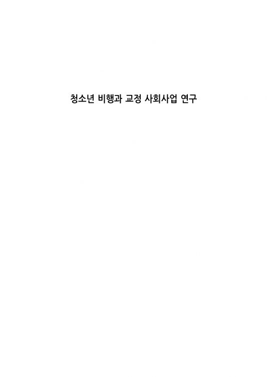 청소년 비행과 교정 사회사업 연구