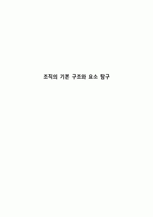 조직의 기본 구조와 요소 탐구