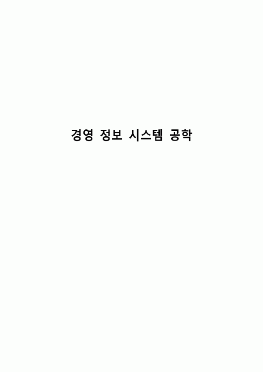 경영 정보 시스템 공학