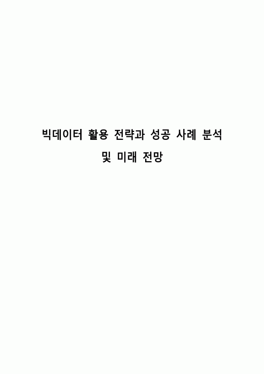 빅데이터 활용 전략과 성공 사례 분석 및 미래 전망
