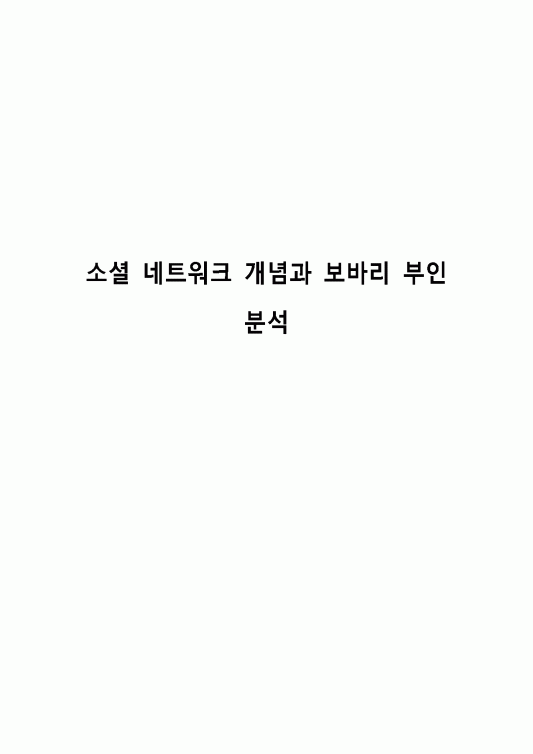 소셜 네트워크 개념과 보바리 부인 분석