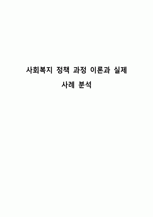 사회복지 정책 과정 이론과 실제 사례 분석