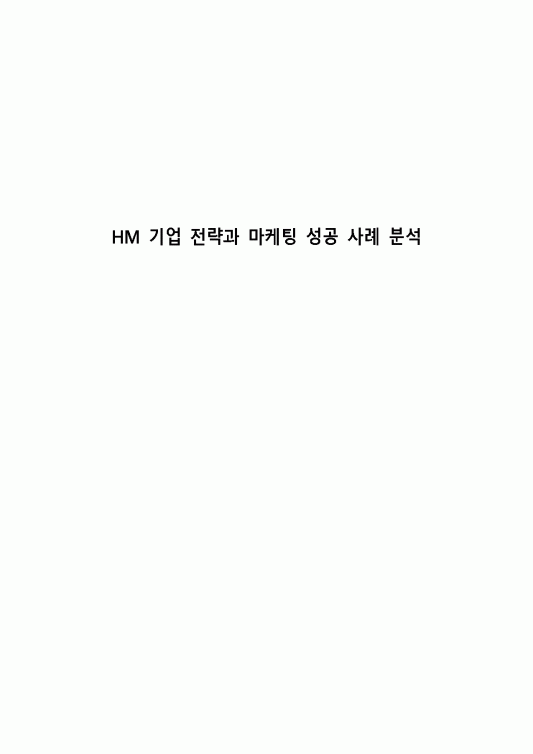 HM 기업 전략과 마케팅 성공 사례 분석