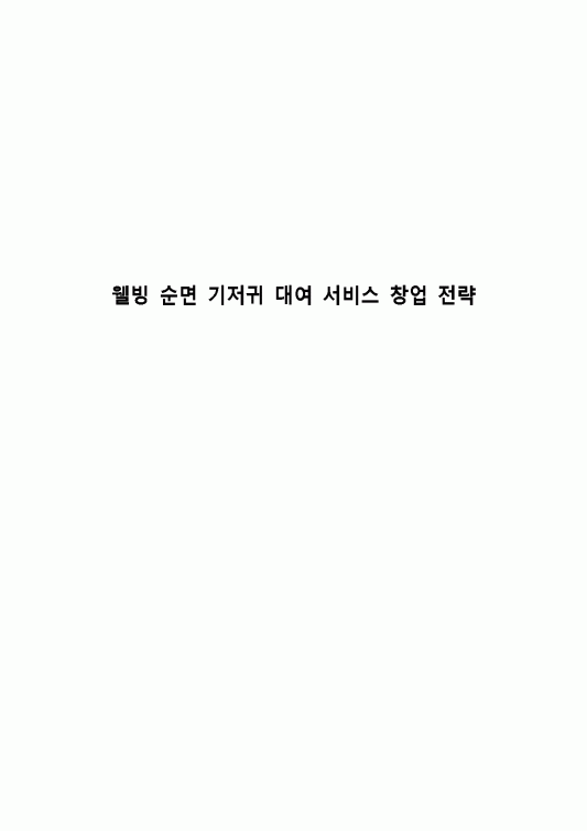 웰빙 순면 기저귀 대여 서비스 창업 전략