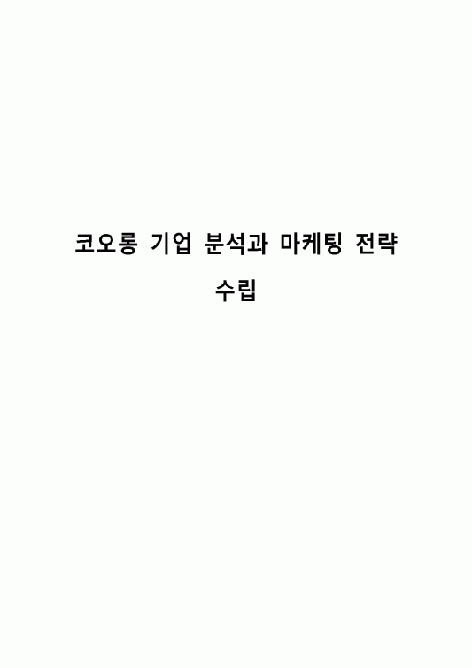 코오롱 기업 분석과 마케팅 전략 수립