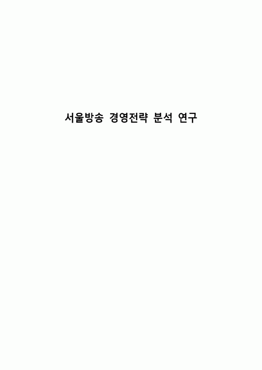 서울방송 경영전략 분석 연구