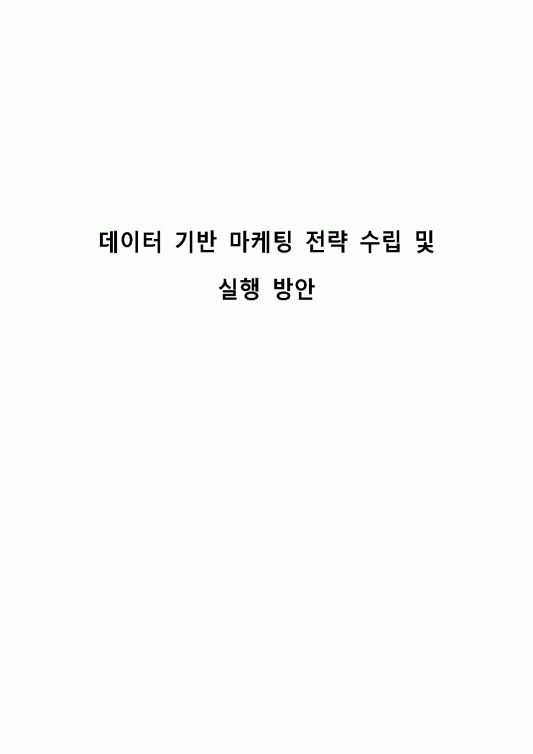 데이터 기반 마케팅 전략 수립 및 실행 방안