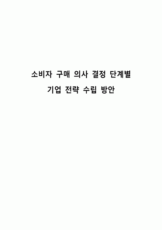 소비자 구매 의사 결정 단계별 기업 전략 수립 방안