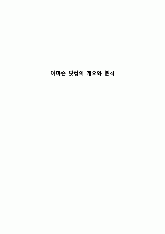 아마존 닷컴의 개요와 분석