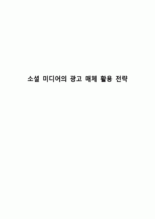 소셜 미디어의 광고 매체 활용 전략