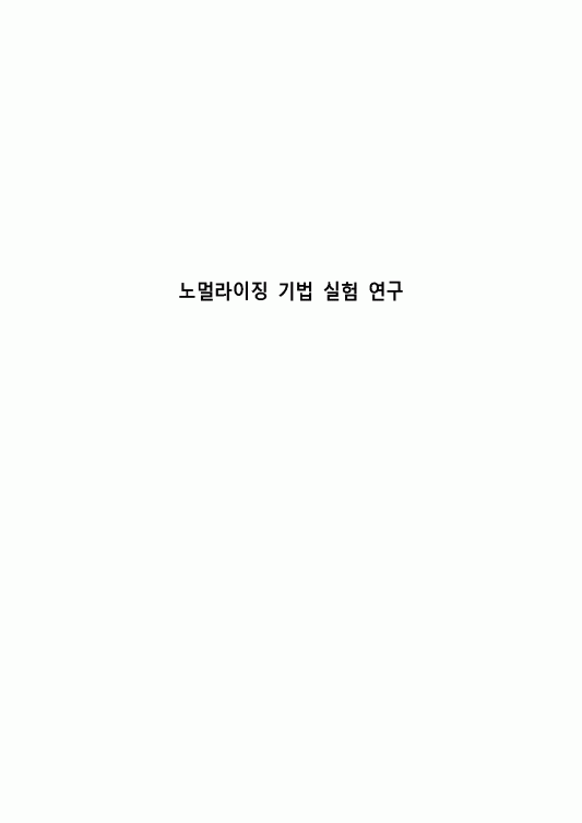 노멀라이징 기법 실험 연구