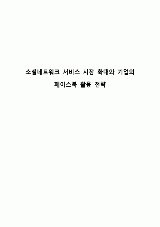 소셜네트워크 서비스 시장 확대와 기업의 페이스북 활용 전략
