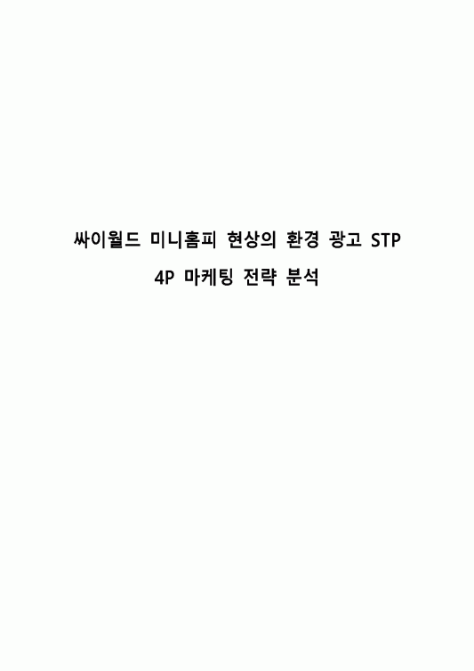 싸이월드 미니홈피 현상의 환경 광고 STP 4P 마케팅 전략 분석