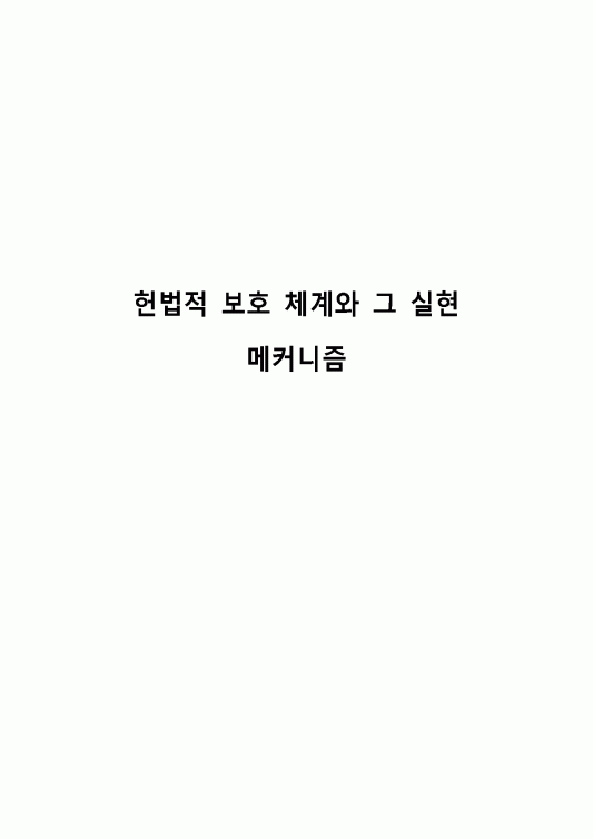 헌법적 보호 체계와 그 실현 메커니즘