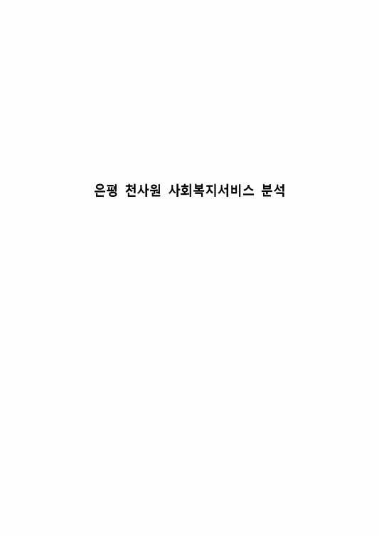 은평 천사원 사회복지서비스 분석