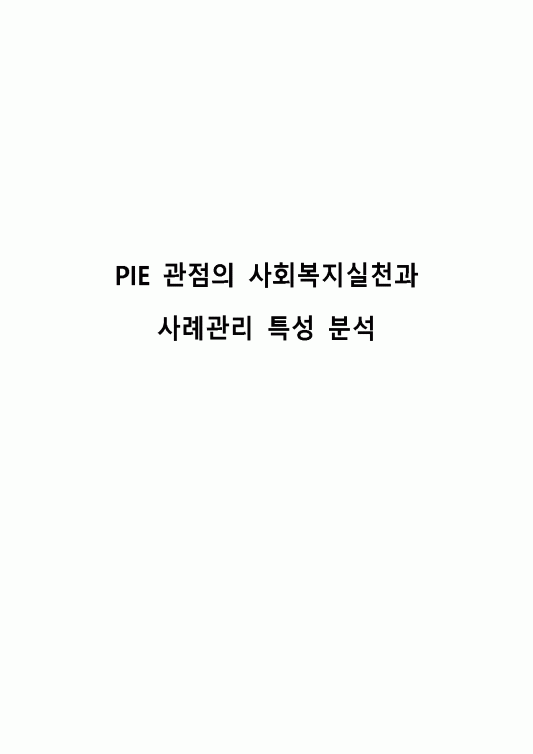 PIE 관점의 사회복지실천과 사례관리 특성 분석