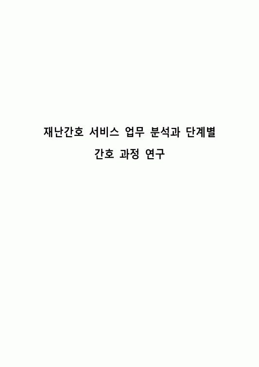 재난간호 서비스 업무 분석과 단계별 간호 과정 연구