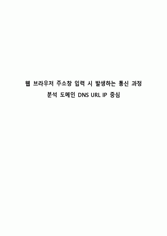 웹 브라우저 주소창 입력 시 발생하는 통신 과정 분석 도메인 DNS URL IP 중심