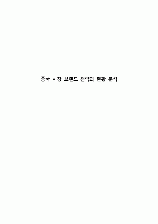 중국 시장 브랜드 전략과 현황 분석