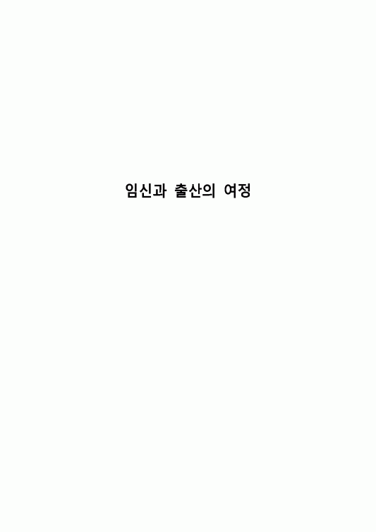 임신과 출산의 여정