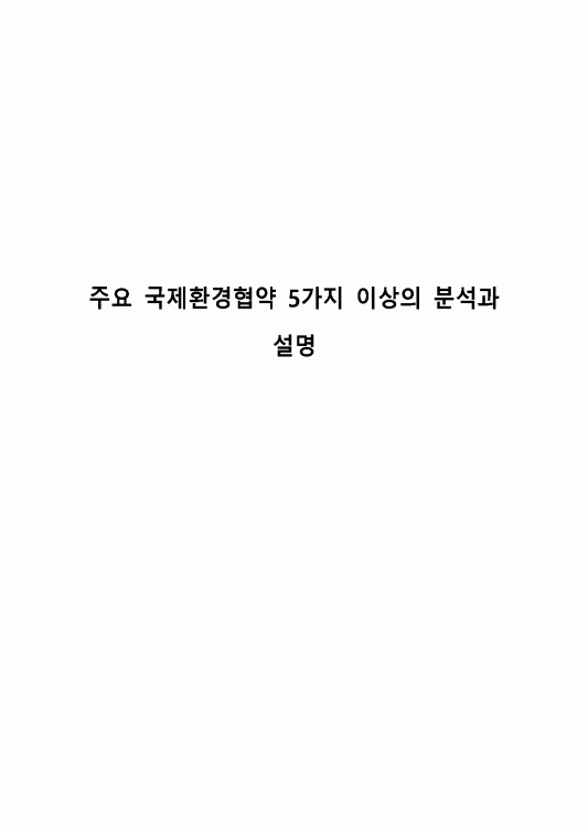 주요 국제환경협약 5가지 이상의 분석과 설명