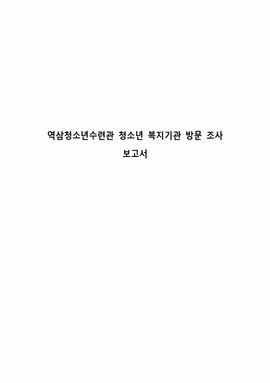 역삼청소년수련관 청소년 복지기관 방문 조사 보고서