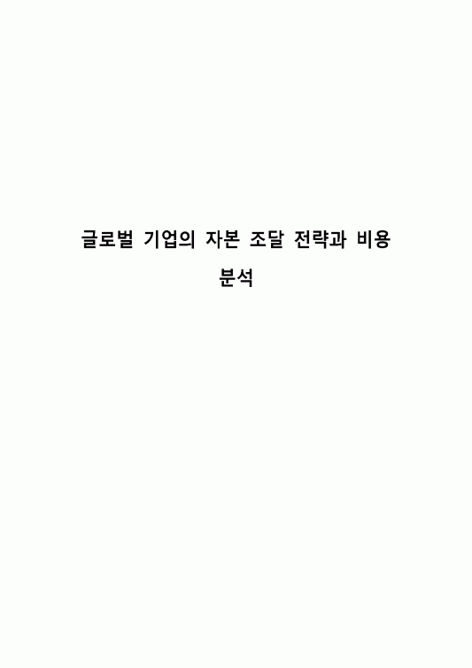 글로벌 기업의 자본 조달 전략과 비용 분석