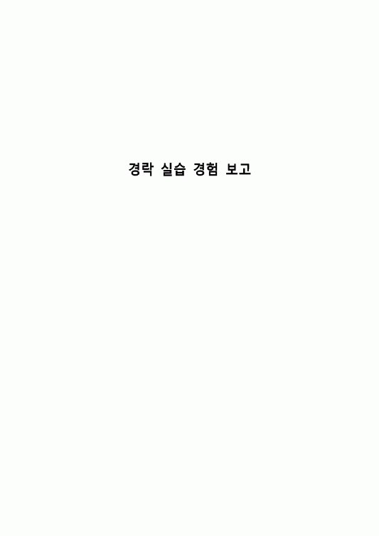 경락 실습 경험 보고
