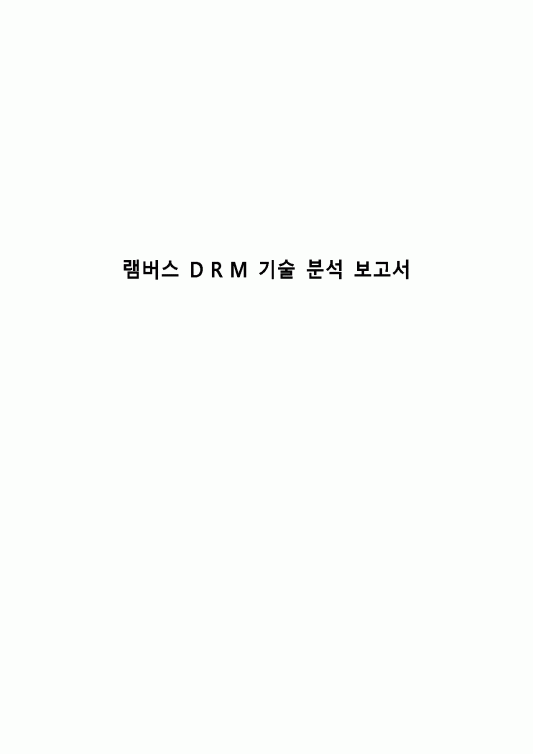 램버스 D R M 기술 분석 보고서